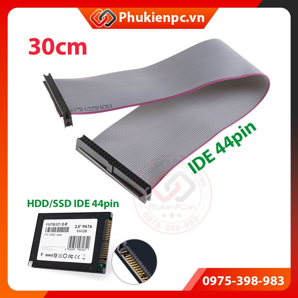 Cáp ATA IDE 44Pin, dài 30cm sử dụng truyền dữ liệu ổ cứng HDD SSD 2.5 ...