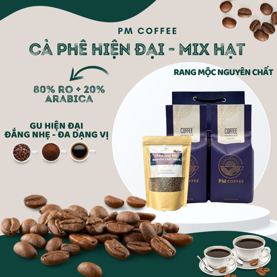 Cà Phê Mix Hạt Nguyên Chất - (Robusta, Arabica) - Cà phê Hạt PM Coffee ...