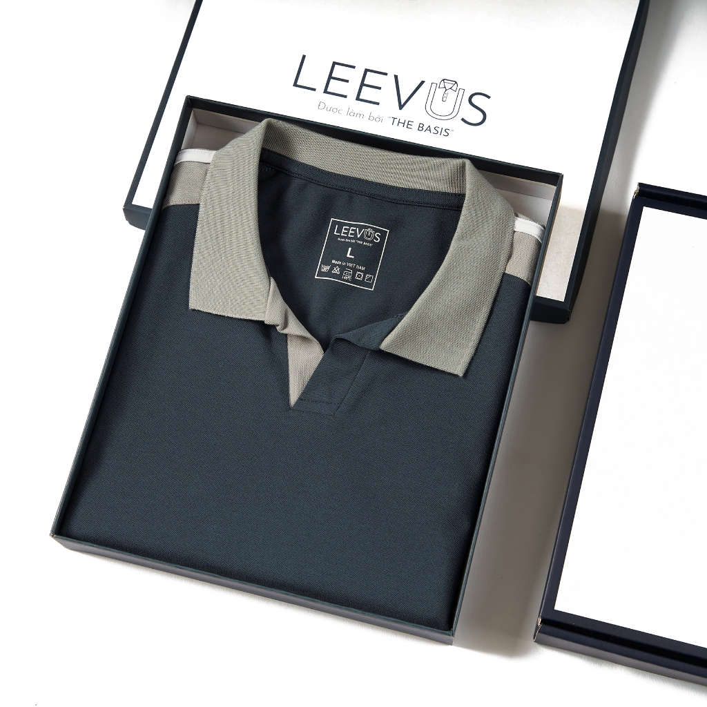 Áo Polo nam V-NECK LEEVUS phối bo, vải CVC cá sấu, form regular APL318 ...
