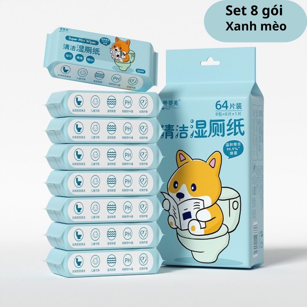 Khăn giấy ướt Mini dễ thương bỏ túi tiện dụng( set 8 gói) | Shopee Việt Nam