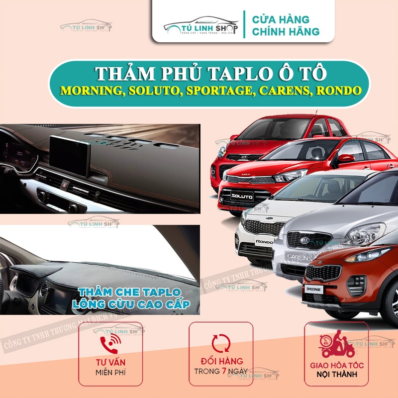 Thảm taplo Kia MORNING, Soluto, Sportage, Carens, Rondo chính hãng MINCAR hoặc bằng lông Cừu 3 ...
