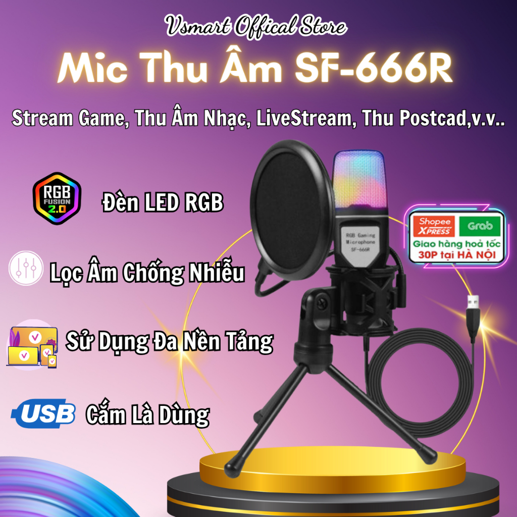 Mic thu âm ME6S, Mic livestream có màng lọc tạp âm, Micro sử dụng cho ...
