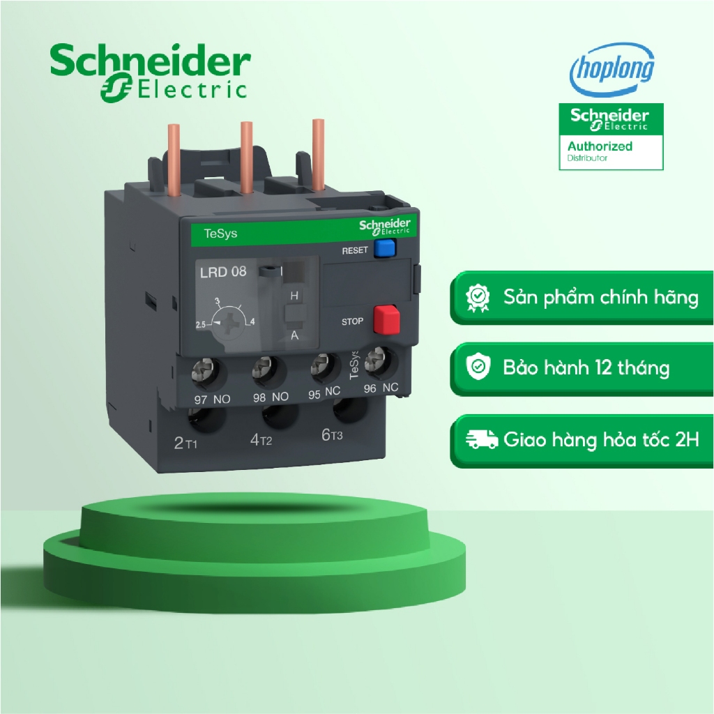 Relay nhiệt LRD08 Schneider - (2.5-4)A - Class 10 dùng cho khởi LC1D09 ...