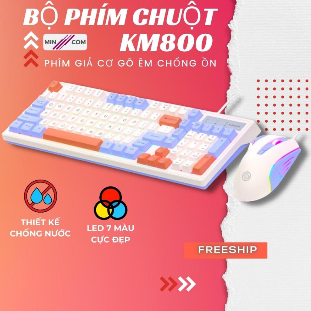Bộ Bàn Phím Giả Cơ Và Chuột Gaming MinCom Xinmeng KM800 Phím Gõ Êm, Thiết Kế Chống Nước, Led 7 ...