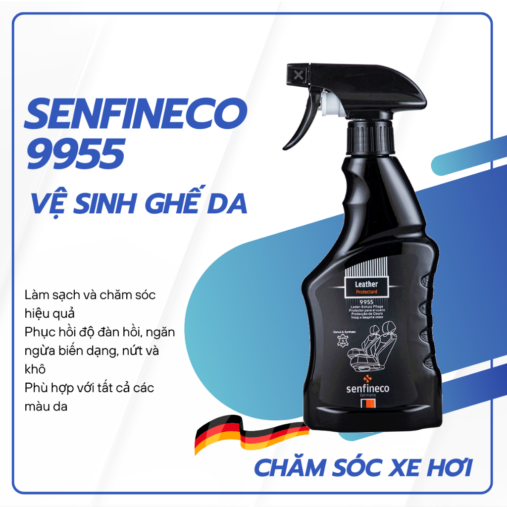 Dung dịch vệ sinh nội thất làm mềm ghế da ô tô Senfineco 9955 tặng kèm ...