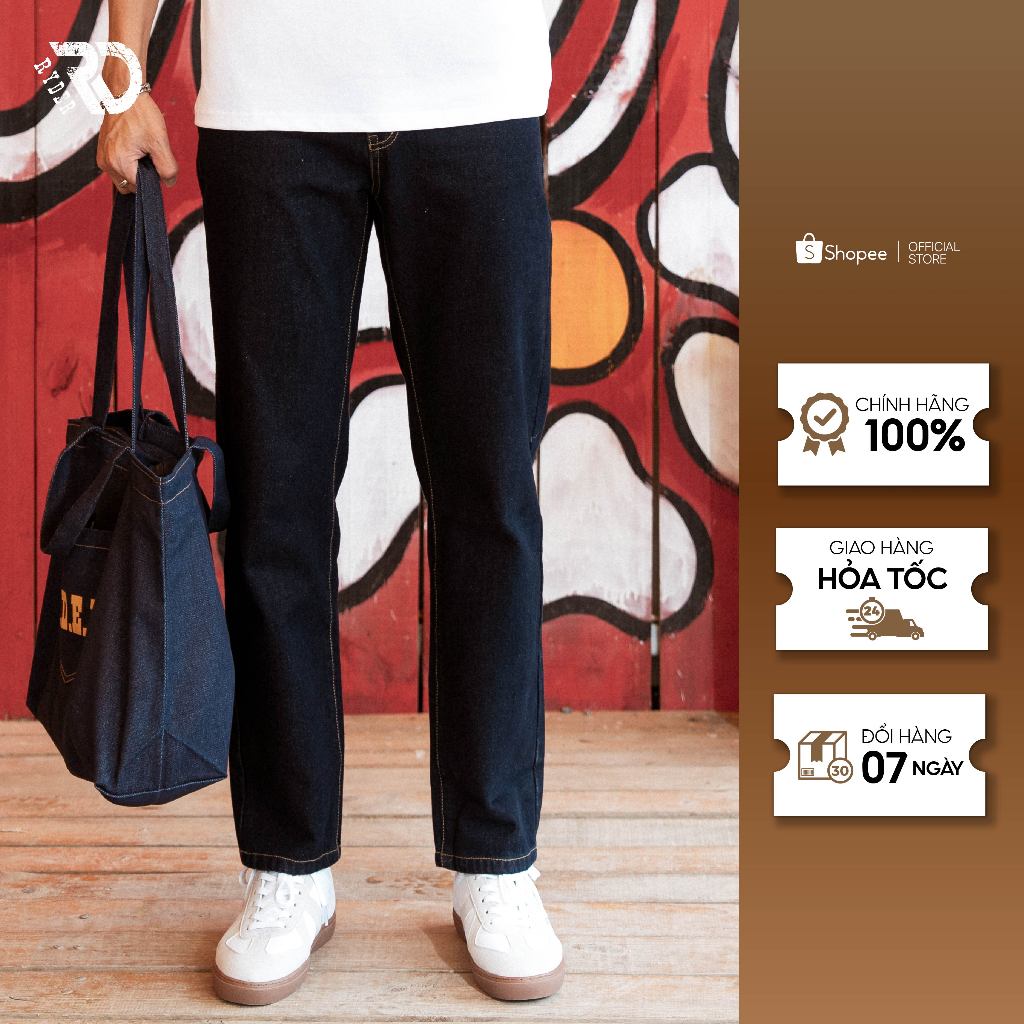 Quần jeans nam sidetap độc đáo, màu dark blue Indigo nam tính, retro ...