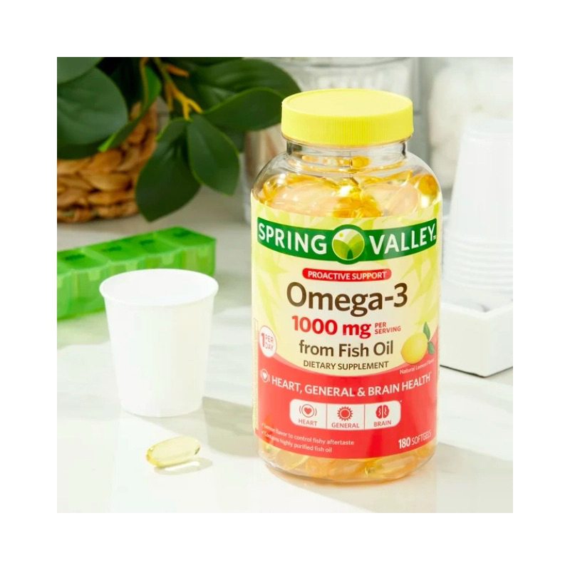 DẦU CÁ OMEGA-3 [180v] SPRING VALLEY HỖ TRỢ TIM NÃO VÀ SỨC KHOẺ-CHÍNH ...