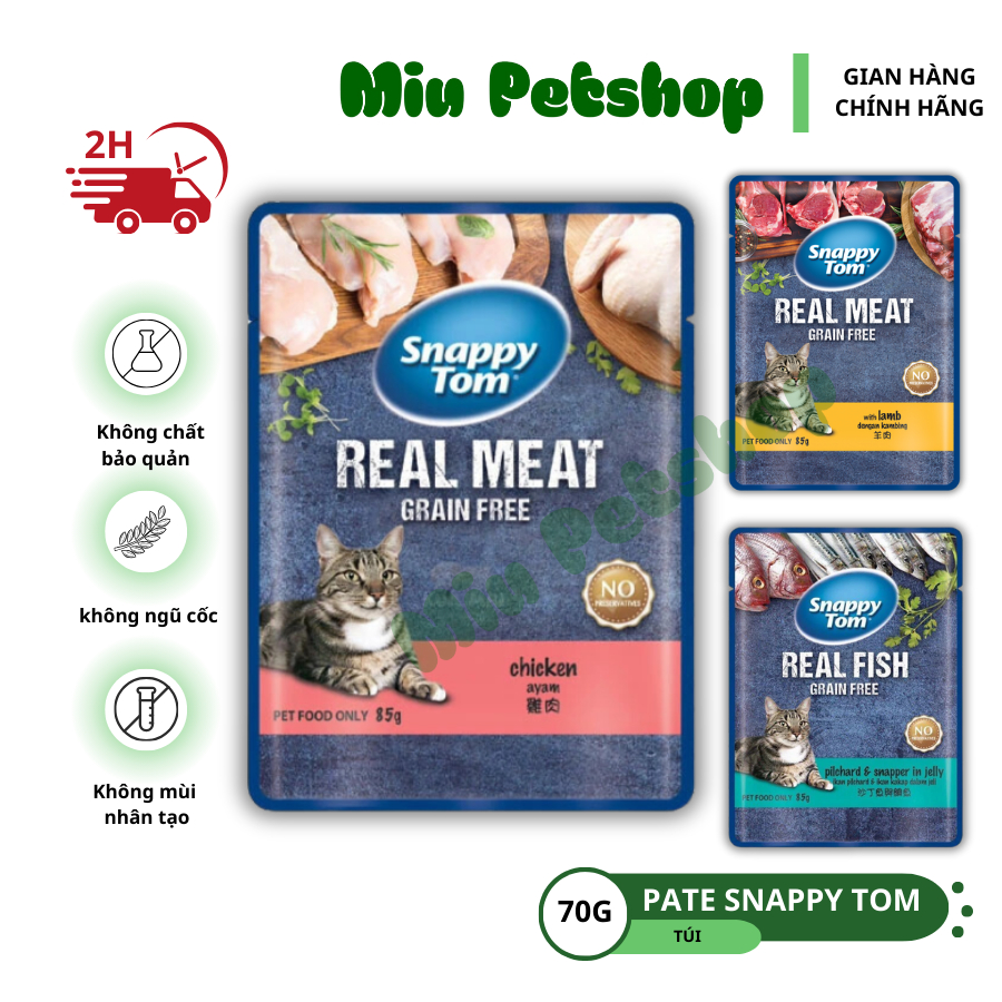 Pate SNAPPY TOM túi 85g- Pate REAL FISH ( Cá thật ) cho thú cưng ...
