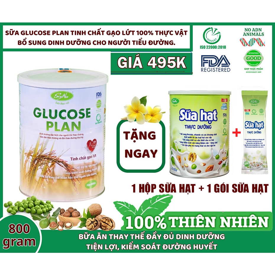 Sữa Thực Vật Glucose Plan Soyna 800g tặng kèm 1 hộp Sữa Hạt Thực Dưỡng ...