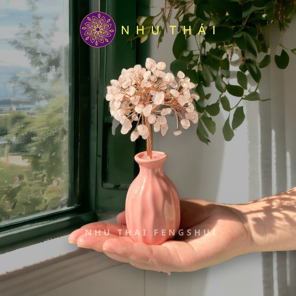 Cây đá thạch anh phong thủy để bàn, trang trí văn phòng, năng lượng ...