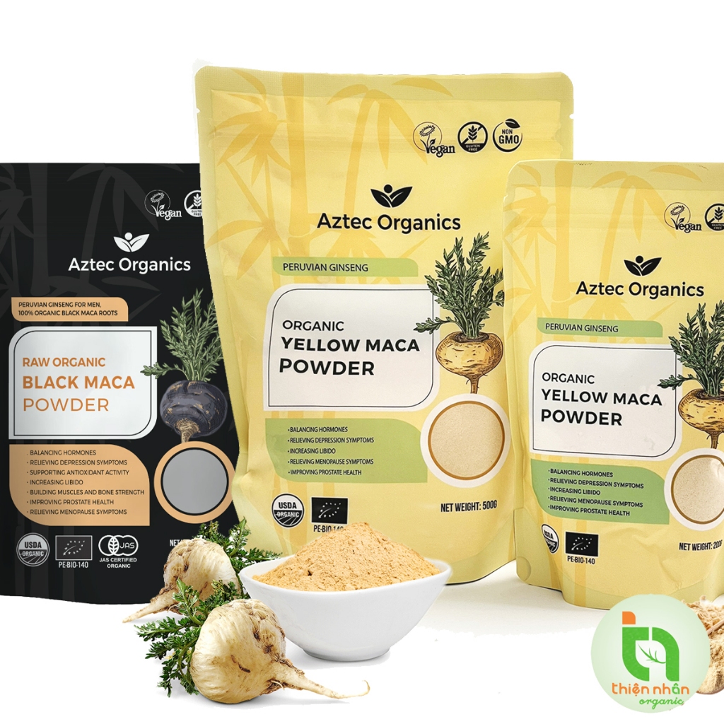 Bột nhân sâm Maca đen Maca vàng hữu cơ Aztec Organics 200g 500g Organic ...