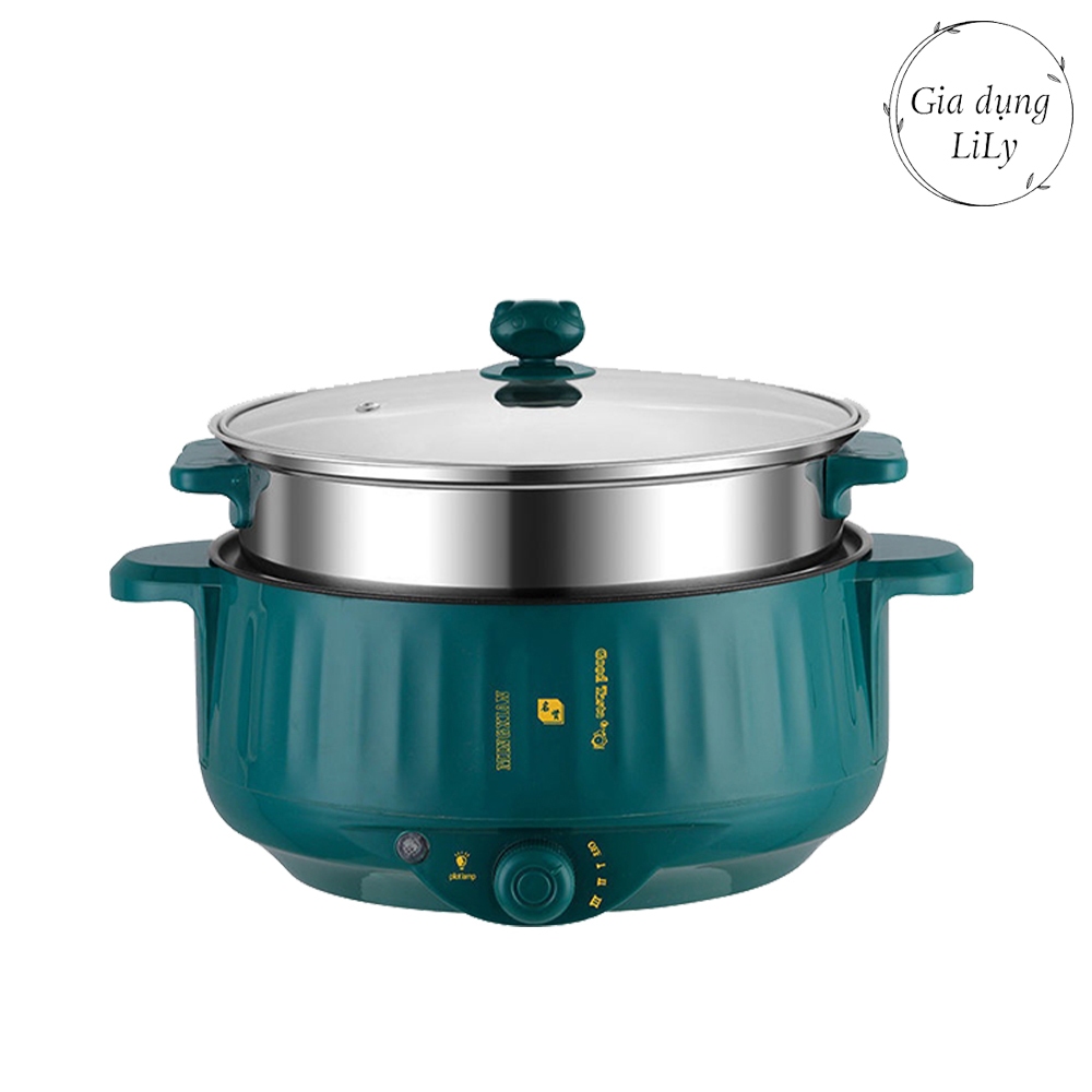 Nồi Lẩu Điện, Nồi Lẩu 2 Tầng Kèm Giá Hấp Đa Năng Size 28cm Chống Dính ...