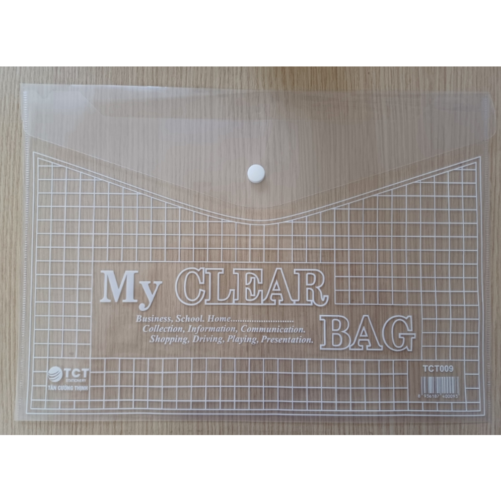 [RẺ VÔ ĐỊCH] Tập 20 túi clear bag khổ A4 TCT009 mỏng dai (Túi cúc bấm ...