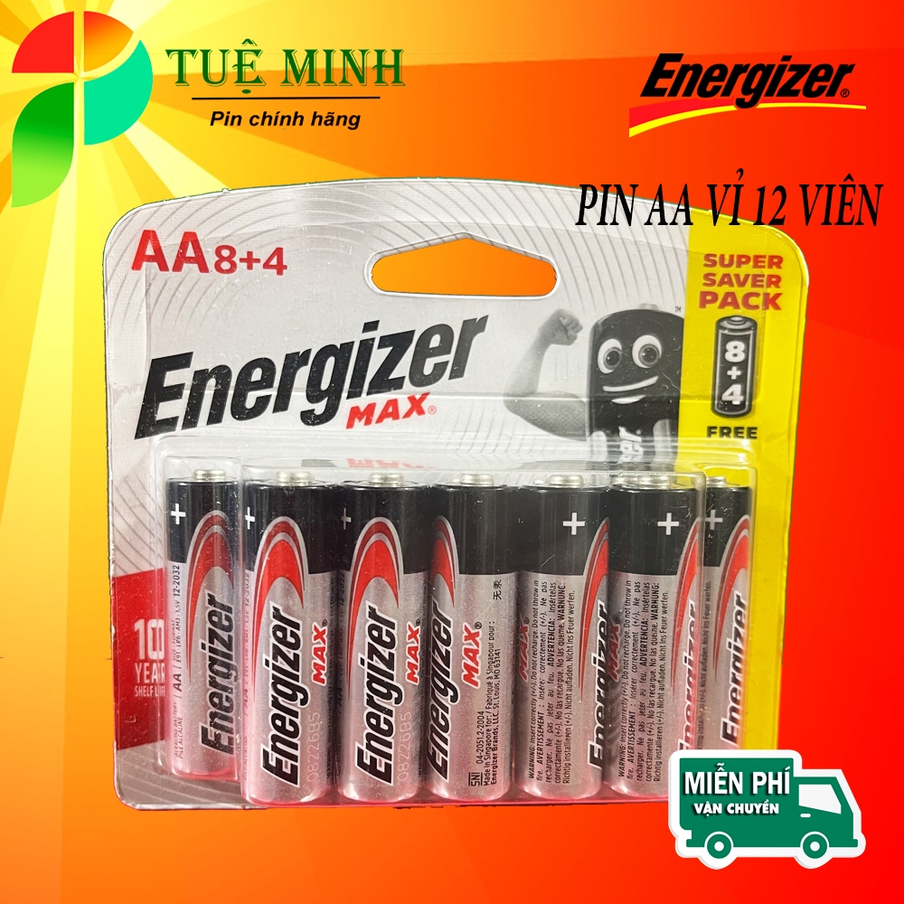 ( VỈ 12 VIÊN ) Pin Energizer AA alkaline E91 / LR6 1.5V chính hãng, pin tiểu, pin khóa từ, pin ...
