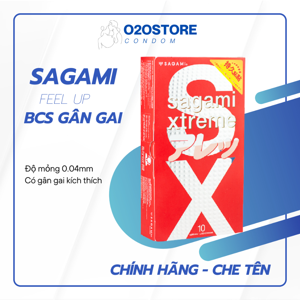 Bao cao su Sagami Xtreme Feel Long có gai tăng khoái cảm, kích thích cực mạnh Hộp 10 chiếc ...