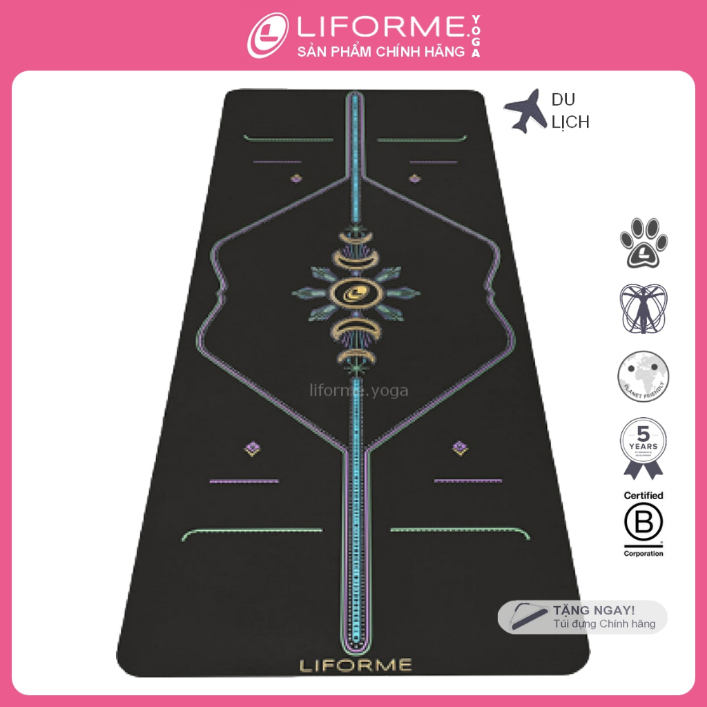 Thảm yoga du lịch mỏng chỉ 2mm Liforme Cosmic Moon - Black | Shopee Việt Nam