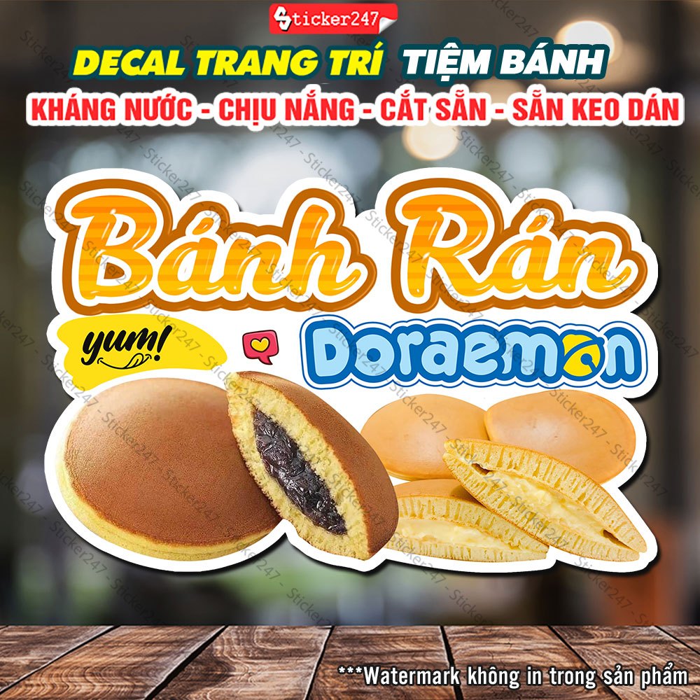 Decal Bánh Rán Doraemon trang trí quán 🍓 Sticker Bán Rán Doremon Ăn Vặt ...