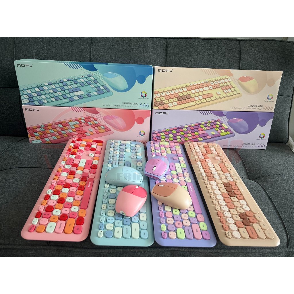 Bộ bàn phím cute không dây giả cơ & chuột MOFii Candy Colorful (5 Màu ...