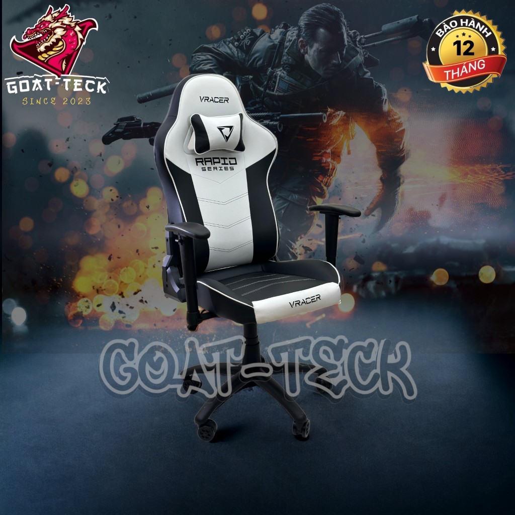 [GOAT-Teck] Ghế Gaming V-Racer Rapid Trắng | Shopee Việt Nam