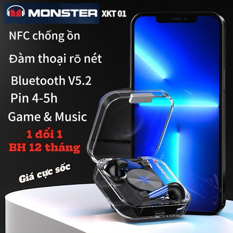 Tai nghe Bluetooth MONSTER XKT01, Bluetooth V5.3,tai nghe không dâycảm ...