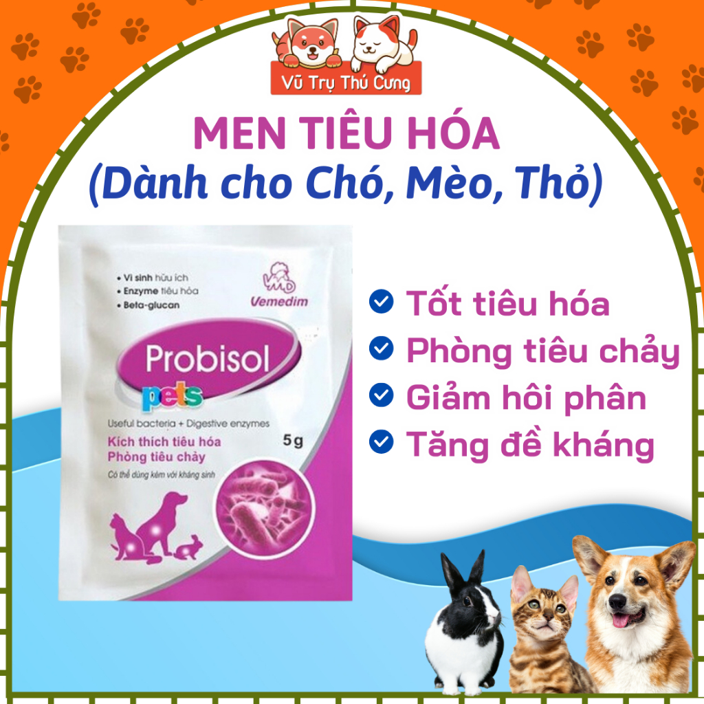 Men tiêu hoá cho Chó Mèo Thỏ Probisol Vemedim 5g | Shopee Việt Nam