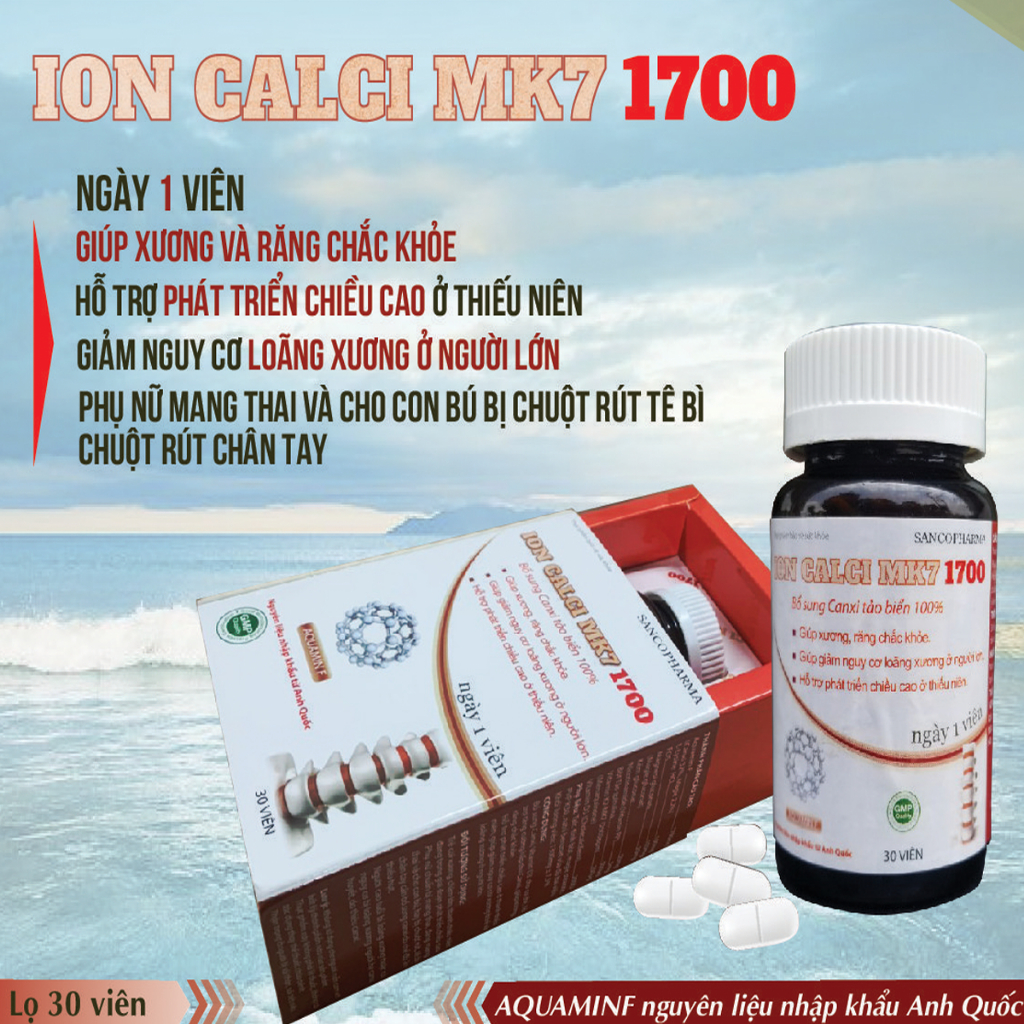Viên Uống Canxi Ion Calci MK7 1700 Giúp Xương Răng Chắc Khỏe Phát Triển ...