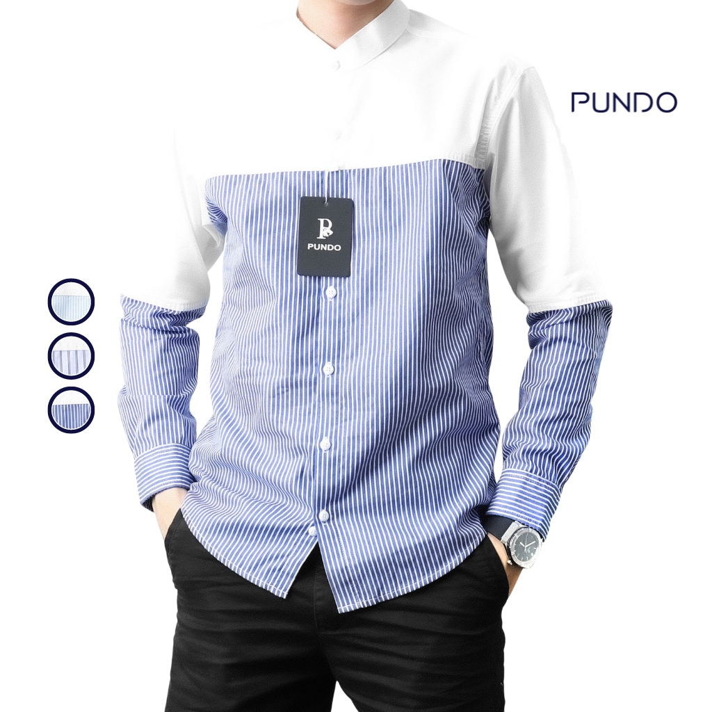 Áo Sơ Mi Nam Tay Dài Cổ Trụ Phối Sọc Vải Cotton Cao Cấp Thấm Hút Hạn ...