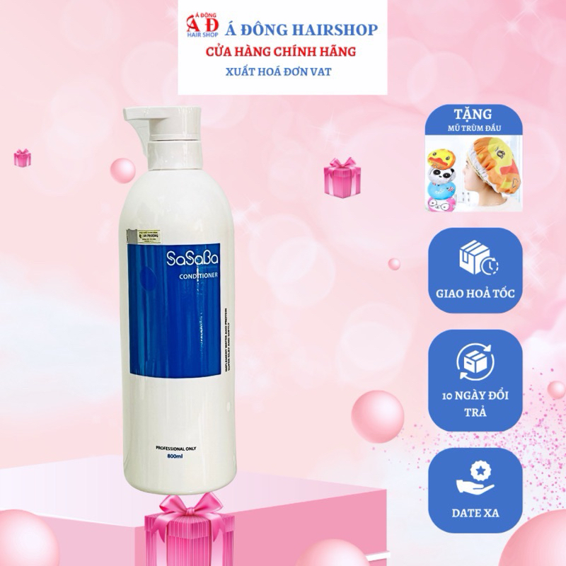 [+Tặng mũ trùm] Dầu xã hoàn hình Sasaba chai tròn phục hồi tóc khô hư ...