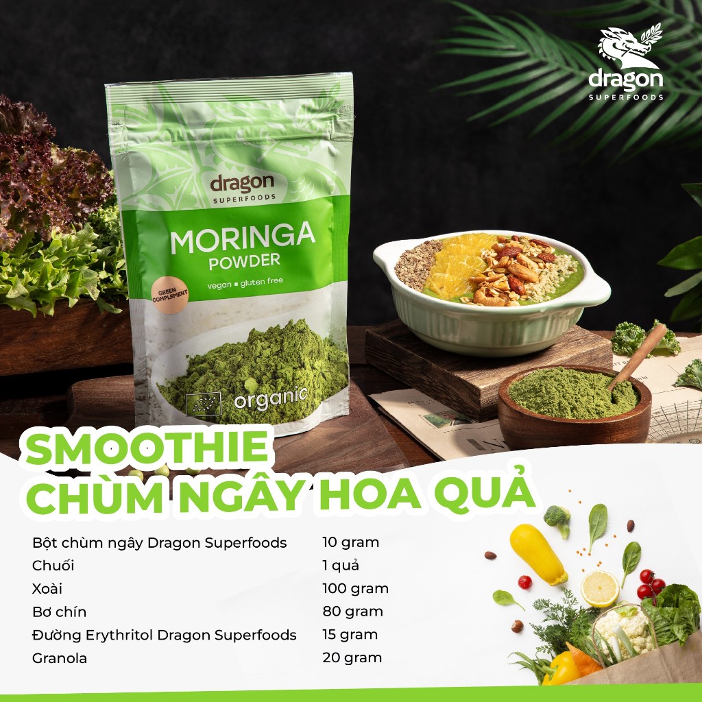 Bột chùm ngây hữu cơ (Organic Moringa Powder) - Dragon Superfoods ...