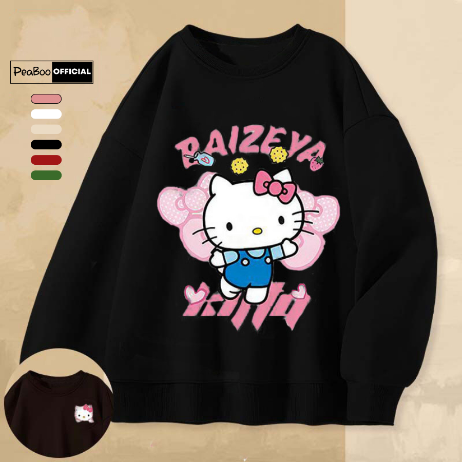 Áo Sweater Hello Kitty Nam Nữ By PEABOO Unisex Chất Nỉ Lót Bông Form ...