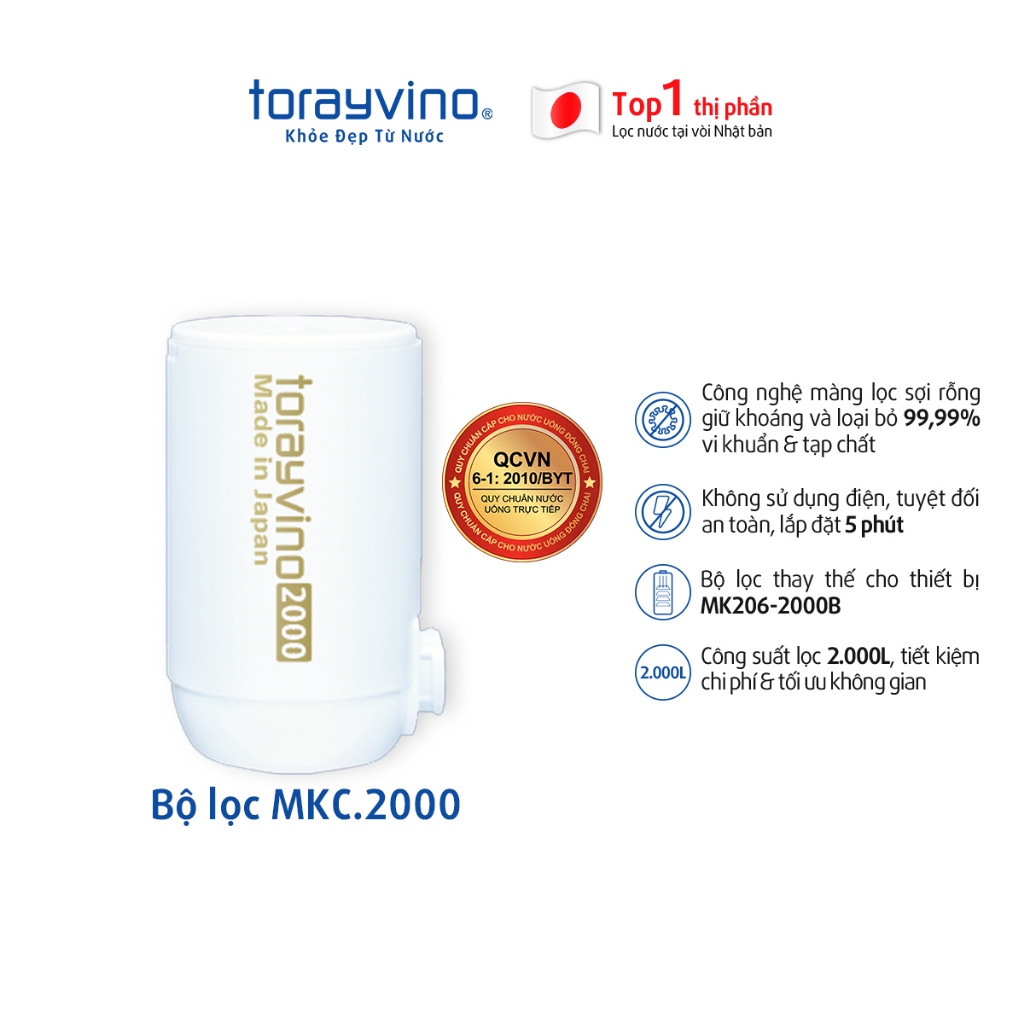 Lõi lọc nước Torayvino MKC.2000B uống trực tiếp - Màng lọc sợi rỗng - Giữ nguyên khoáng chất ...