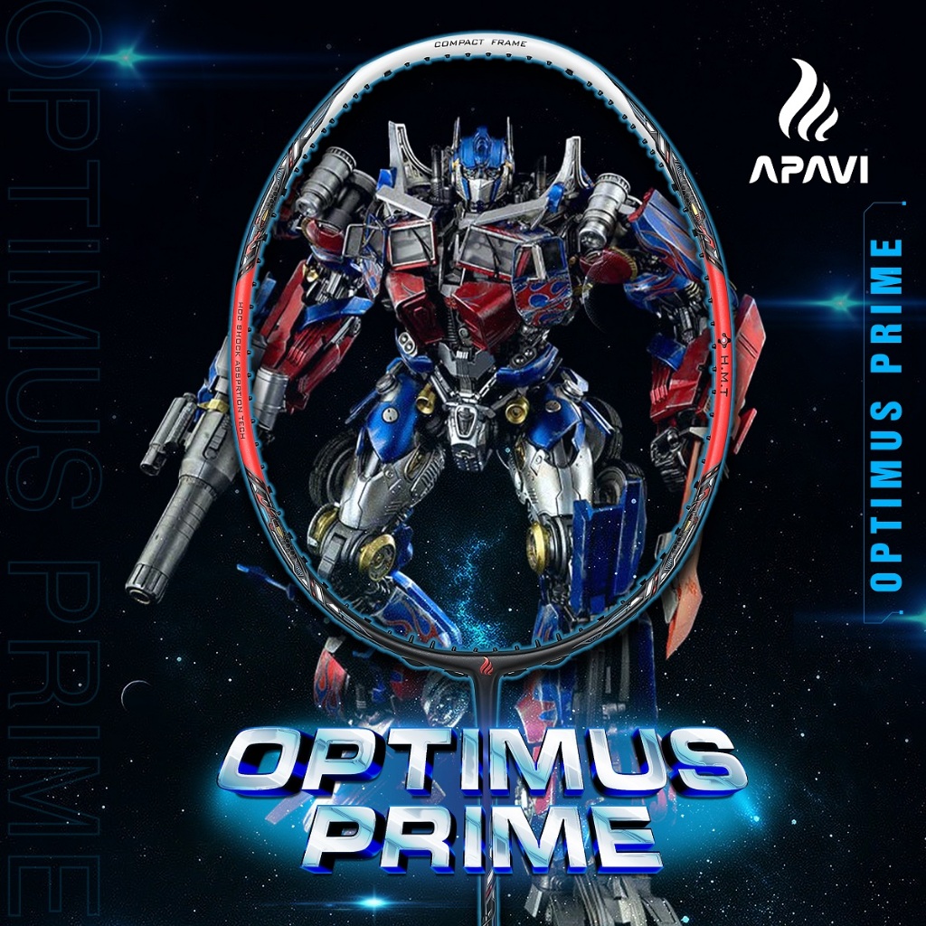 Vợt cầu lông APAVI Optimus Prime (khung 100zz) đũa vợt Carbon 50T trục kép, chụp mũ E.B.CAP căng ...