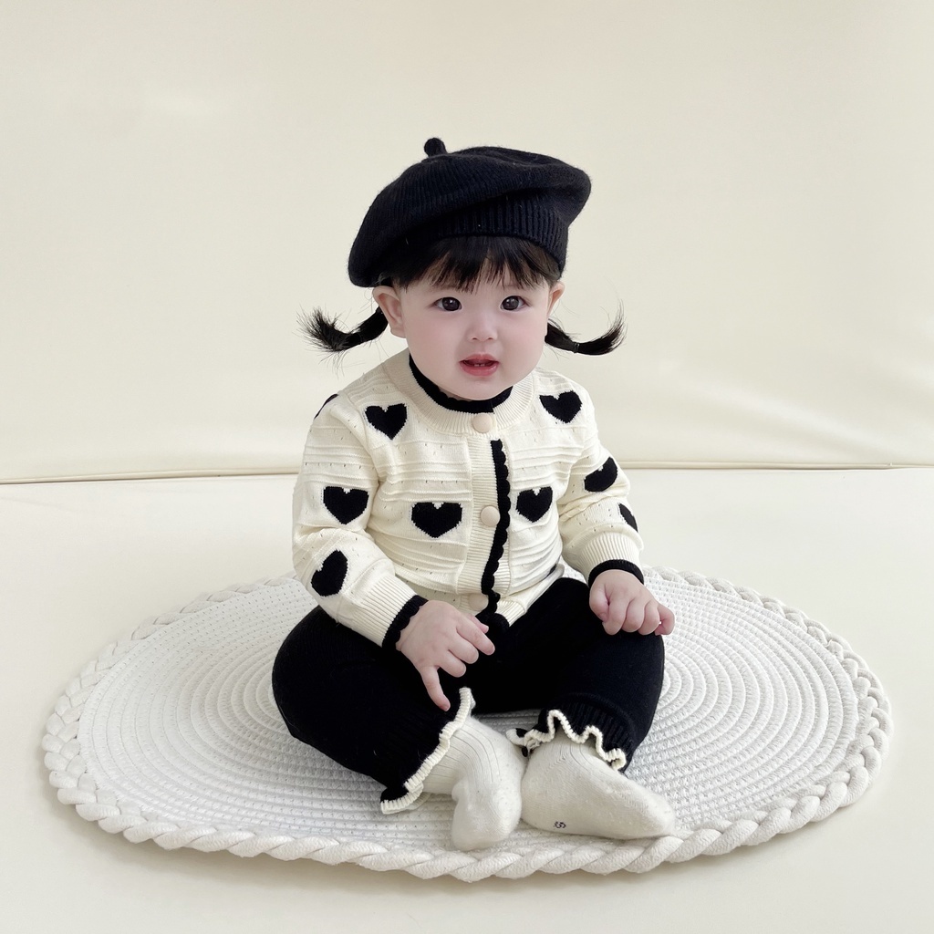 Bộ quần áo len cho bé gái HK KIDS, bộ len dài tay Quảng Châu chất len mềm mịn đanh lì size cho ...