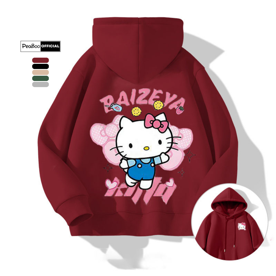 Áo Hoodie Hello Kitty Nam Nữ By PEABOO Unisex Chất Nỉ Lót Bông Mũ 2 Lớp ...