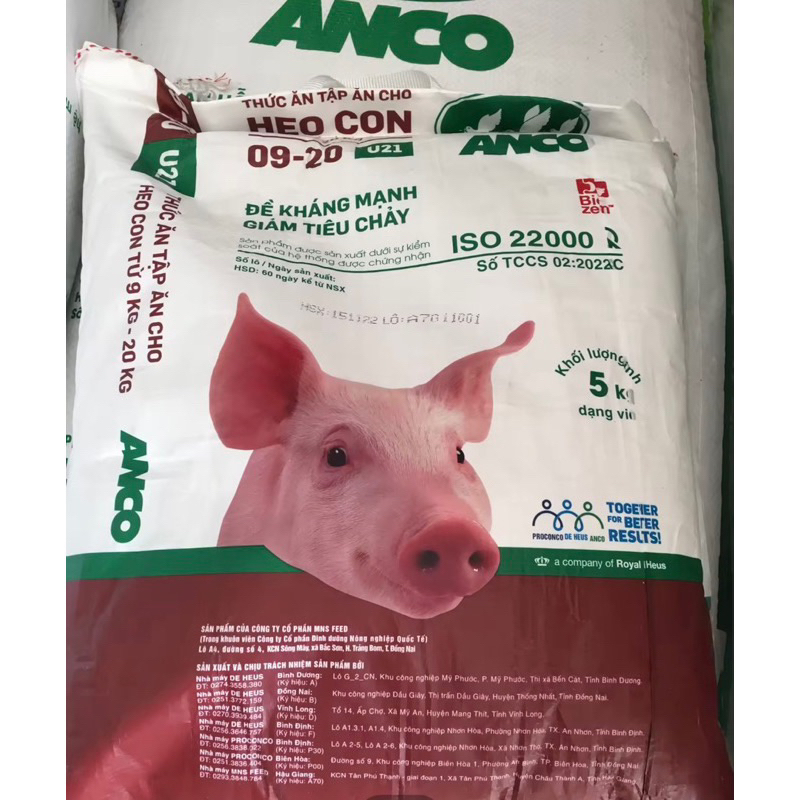 U21 [ 09-20] túi 5kg Anco thức ăn hỗn hợp + men tiêu hóa cho heo con 9 ...