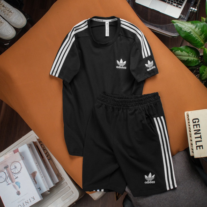 Bộ Quần Áo Thể Thao Nam Nữ Cotton Co Giãn Logo thêu tay Meowist black ...