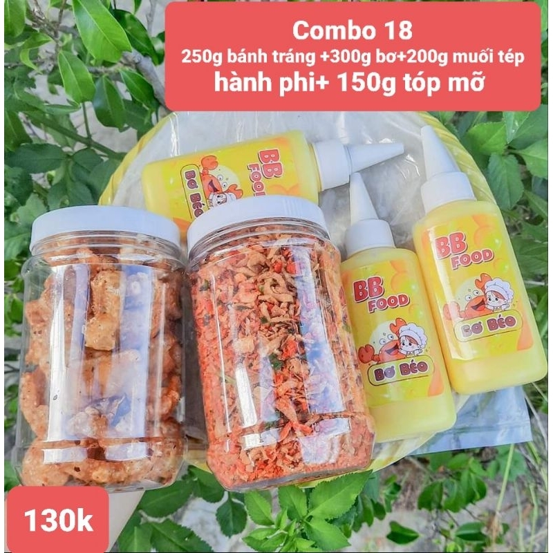COMBO 18: 250G BÁNH TRÁNG PHƠI SƯƠNG+200G MUỐI TÉP HÀNH PHI+150G TOP MỠ ...