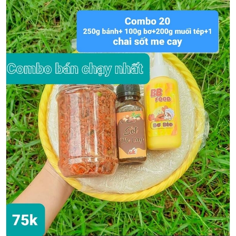 COMBO 20: 250G BÁNH TRÁNG PHƠI SƯƠNG+200G MUỐI TÉP HÀNH PHI+1 CHAI SỐT ...
