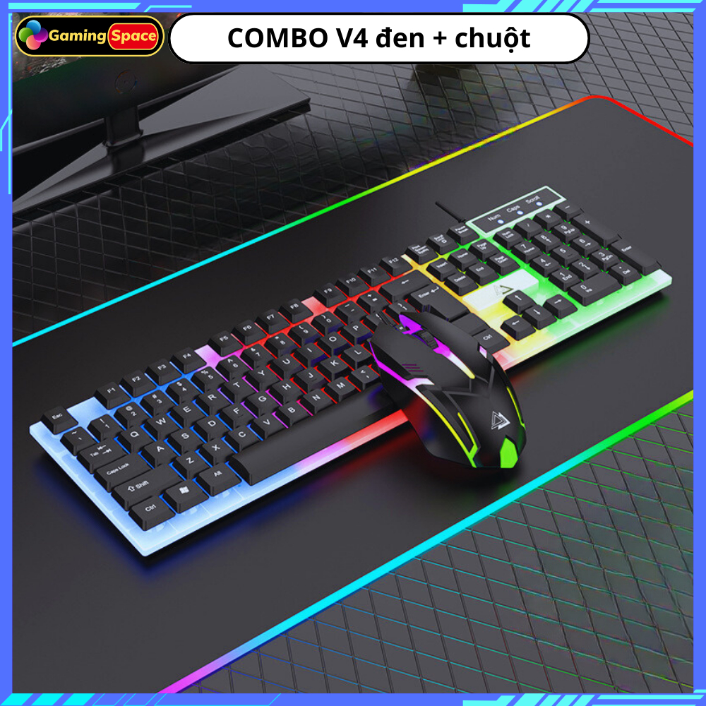 Bàn phím máy tính gaming V4 | V4Pro Led RGB chống nước chuyên game PC | Laptop làm việc văn ...