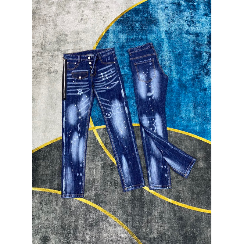 Quần jeans xanh DSQ mix khoá rìa 4cúc | Shopee Việt Nam