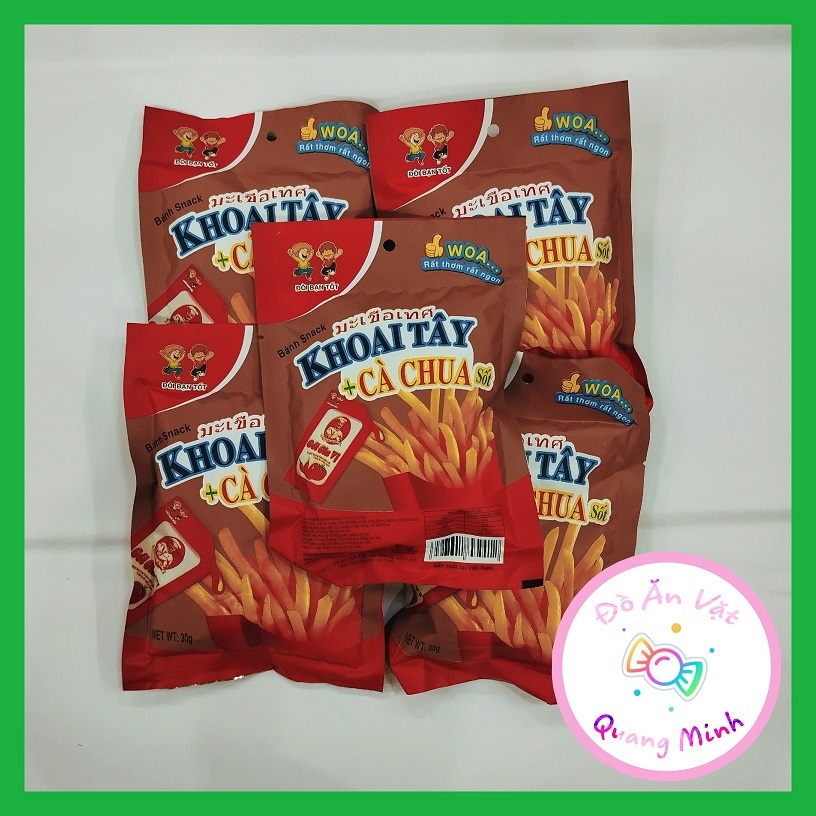 5 gói Snack khoai tây + cà chua sốt Đôi bạn tốt giòn sụn thơm ngon, đồ ...