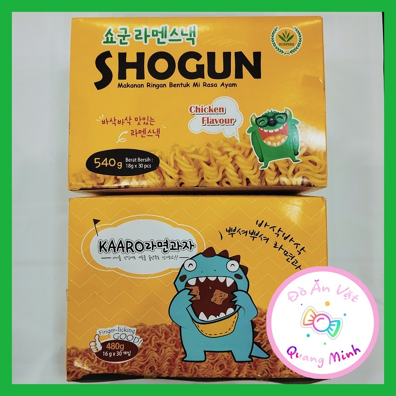 Bán Sỉ hộp 30 gói mì trẻ em hàn quốc Shogun vị gà 18g và Kaaro nguyên vị 16g giòn sụn thơm ngon ...