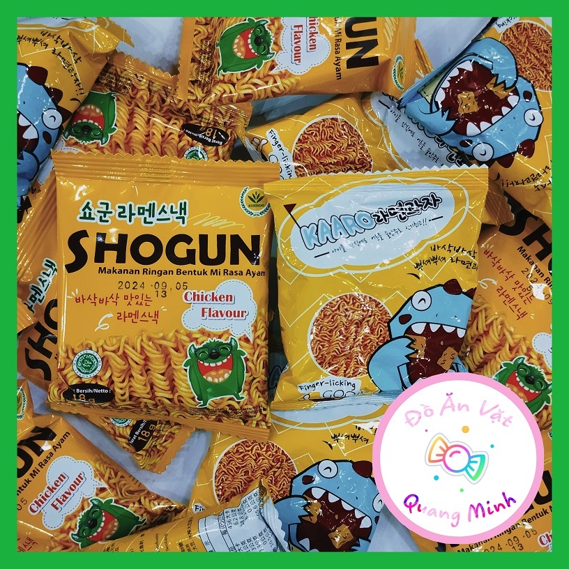 Mì trẻ em hàn quốc Shogun vị gà gói 18g và Kaaro nguyên vị gói 16g giòn sụn thơm ngon,đồ ăn vặt ...