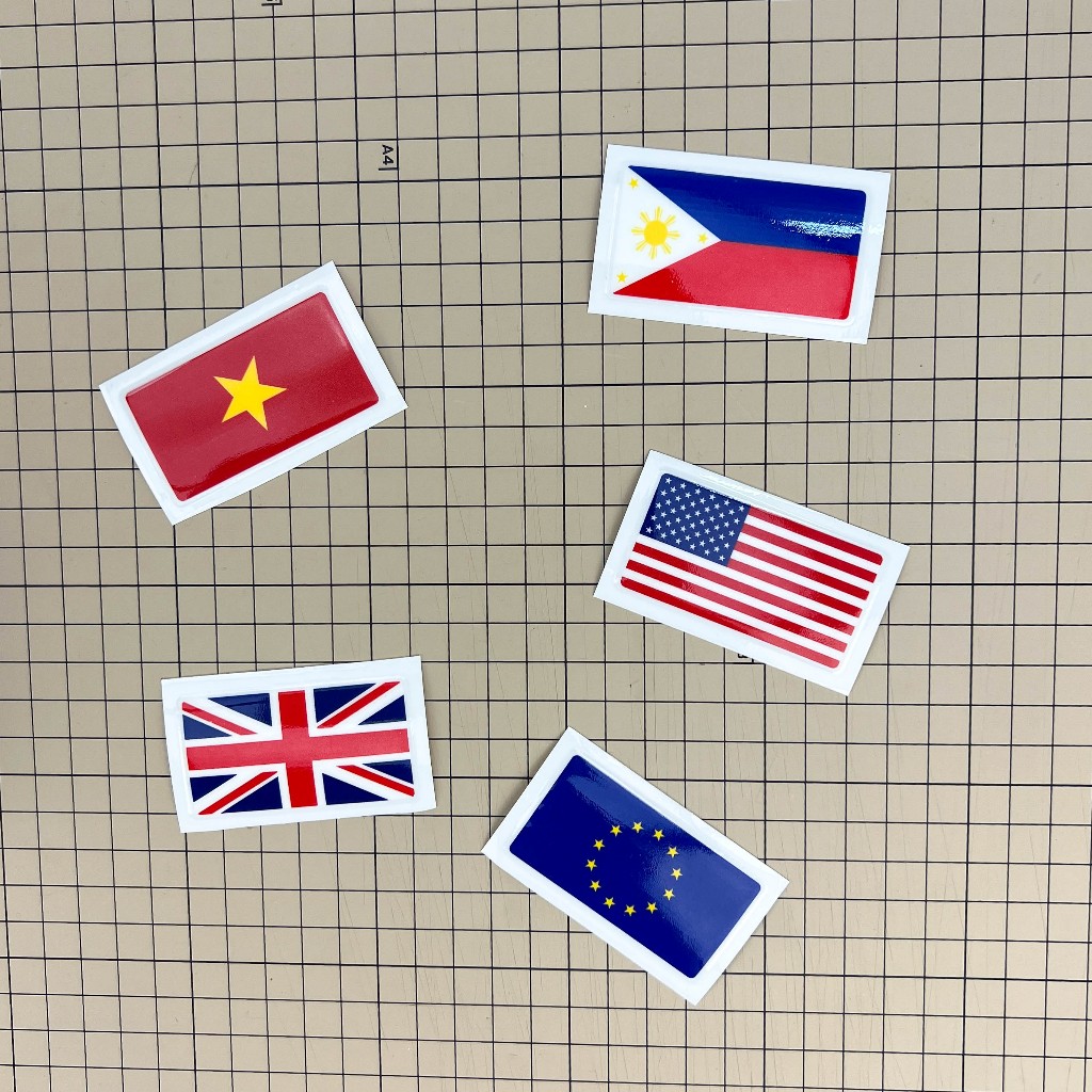 Sticker, tem dán, hình dán cờ các quốc gia trang trí dán bao cơ billard ...