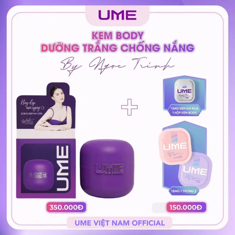Kem body Ngọc Trinh trắng da chống nắng chính hãng Ume Việt Nam, body ume tặng gói ủ kích trắng ...