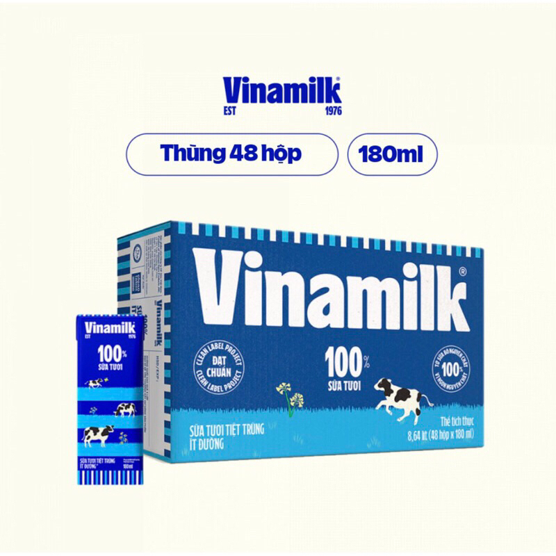 Lốc 4 hộp sữa vinamilk 100% 180ml | Shopee Việt Nam