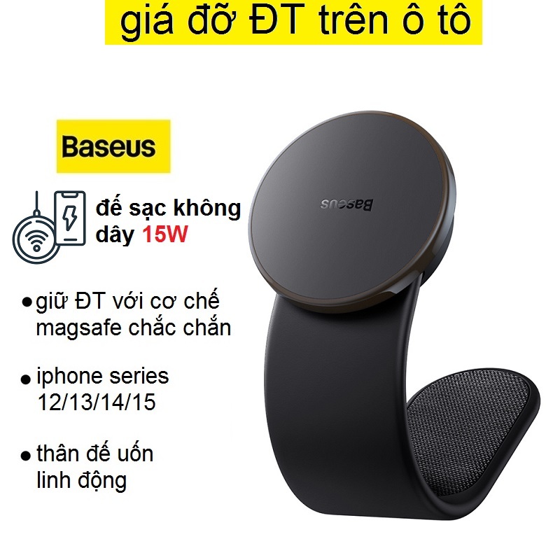 Giá đỡ sạc không dây trên ô tô Baseus C02 pro series car mount 15W-Giá đỡ hít nam châm cơ chế ...
