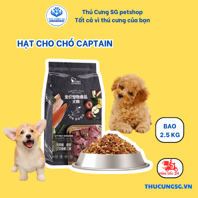 Hạt captain cho chó kén mix thịt bò,cá hồi,táo đỏ bao 2.5kg | Shopee ...