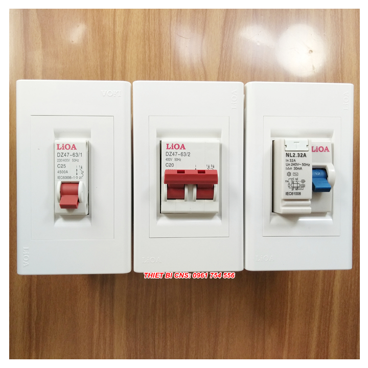 Bộ Cầu dao - Aptomat LiOA 1P, 2P 10A - 63A/4.5kA 230V Với Mặt, Đế cầu ...