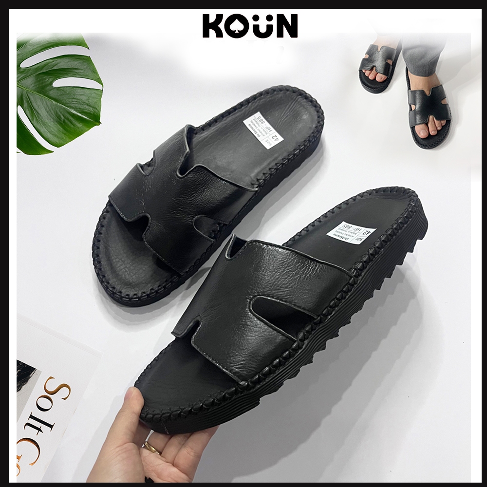 Dép Nam Quai Ngang Chữ H, Dép Doctor Full Da Bò, Dép Da Khâu Chỉ Toàn ...